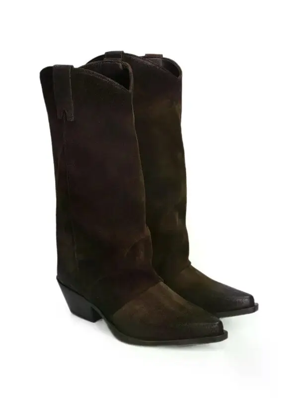 METISSE Calf Suede Western-style Boots - Brown