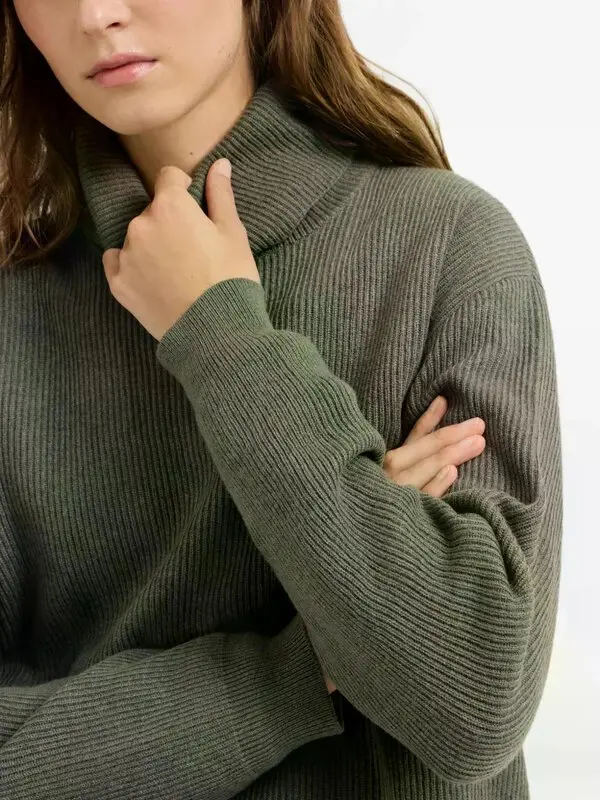 Brunello Cucinelli Cashmere English-rib Turtleneck Sweater With Monili - Green
