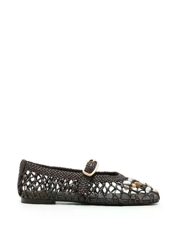 Cult Gaia Mercier Embellished Ballet Flats - Brown