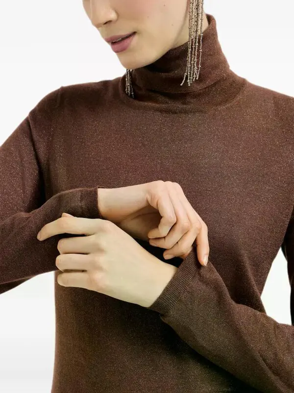 Brunello Cucinelli Sparkling Cashmere And Silk Lightweight Turtleneck Sweater - Brown