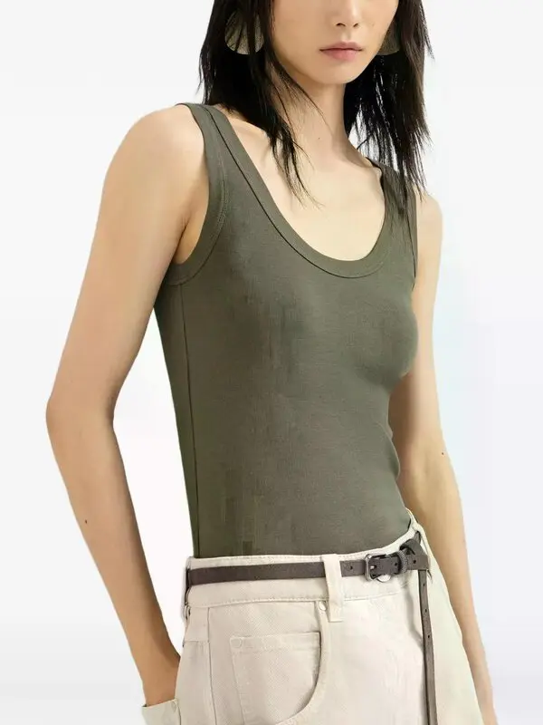 Brunello Cucinelli Ribbed Jersey Tank With Monili