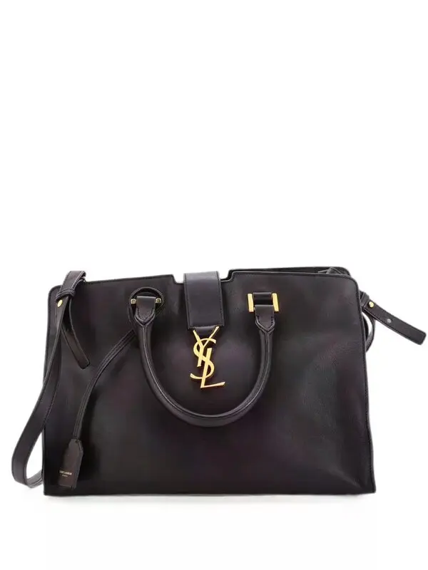 Saint Laurent Monogram Cabas Leather Small Satchel - Black