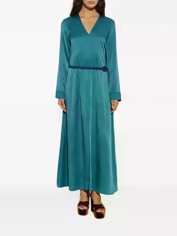FORTE_FORTE Belted V-neck Maxi Dress
