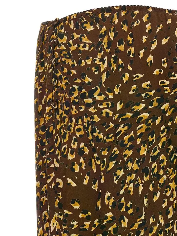 TWINSET Animal Print Midi Skirt - Brown