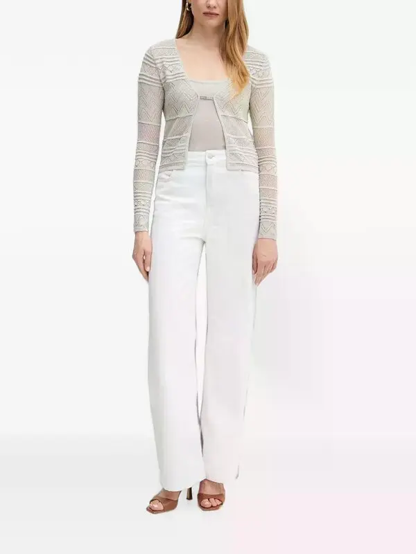 Guess Pointelle-knit Logo-plaque Cardigan