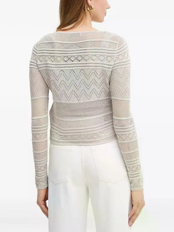 Guess Pointelle-knit Logo-plaque Cardigan