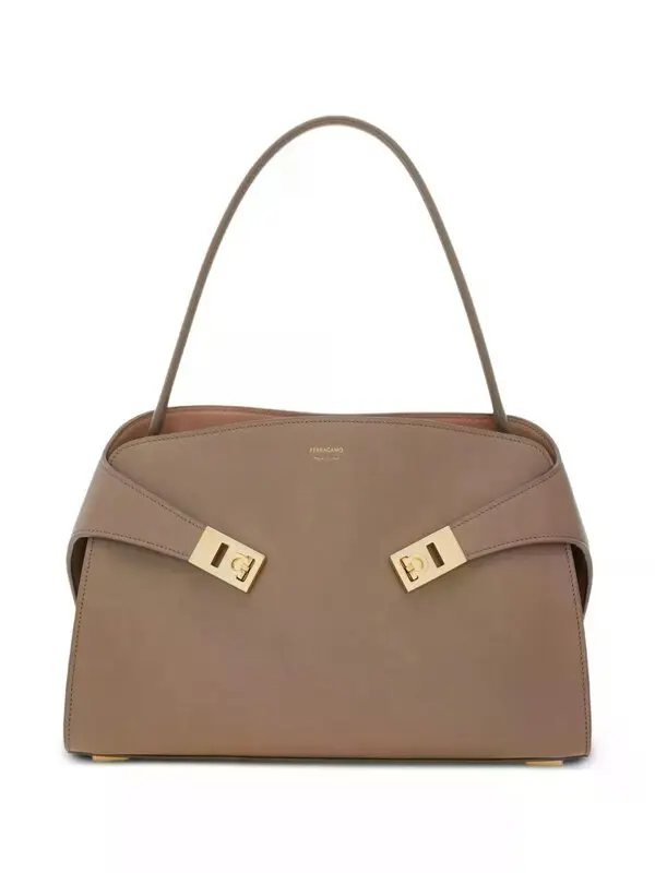 FERRAGAMO Medium Hug Soft Gancini-buckle Handbag - Neutrals