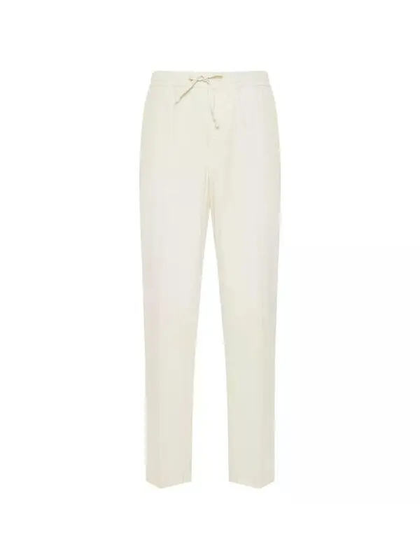 Canali Drawstring-waistband Straight-leg Trousers - White