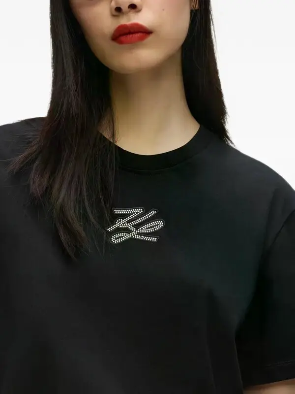 Karl Lagerfeld Rhinestone Autograph T-shirt
