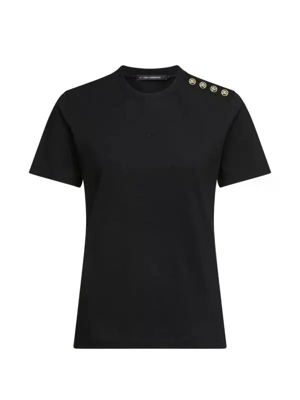 Karl Lagerfeld Button-detail T-shirt - Black