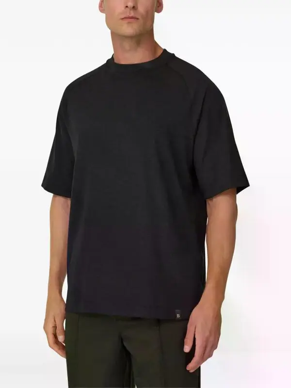 Boggi Milano T-shirt In Piqué Cotton Blend Mélange B Tech - Black