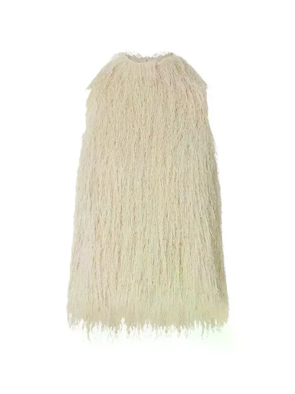 Liu Jo Embellished Fringe High Neck Top - Neutrals