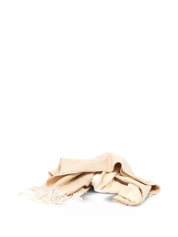 TWINSET Logo-intarsia Fringed Scarf - Neutrals