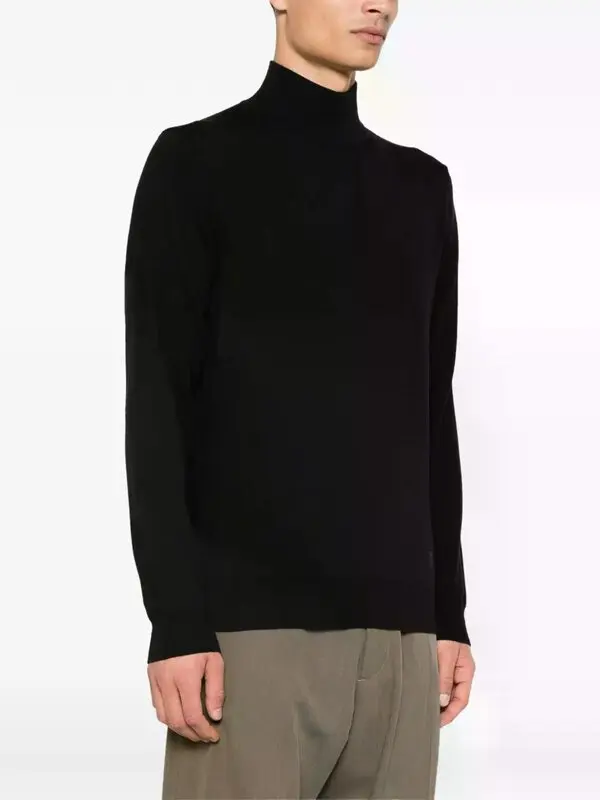 Corneliani Roll-neck Embroidered-logo Sweater - Black