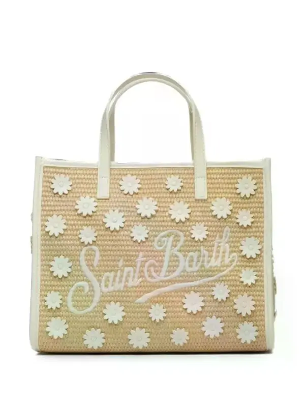 MC2 SAINT BARTH Vivian Floral-appliqué Shoulder Bag - Neutrals