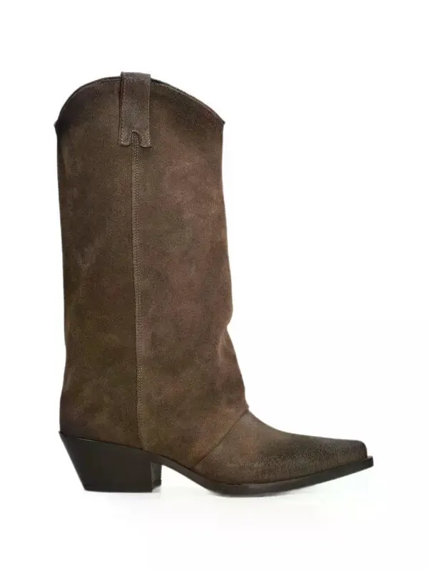 METISSE Distressed-effect Western Boots - Brown