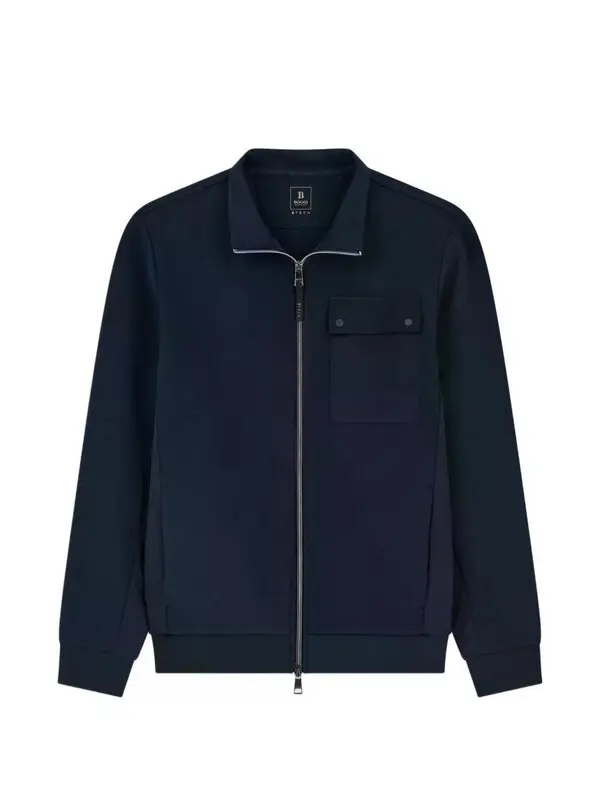 Boggi Milano Full-zip Sweatshirt In Cotton Blend Scuba B Tech - Blue