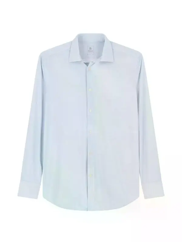 Boggi Milano Shirt Micro Patterned Nylon Stretch Slim Fit B Tech - Blue