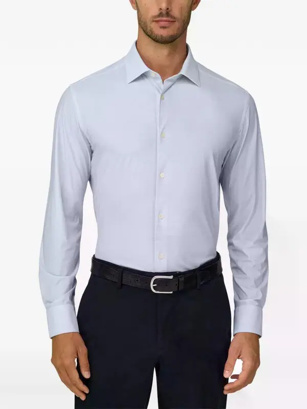 Boggi Milano Shirt Micro Patterned Nylon Stretch Slim Fit B Tech