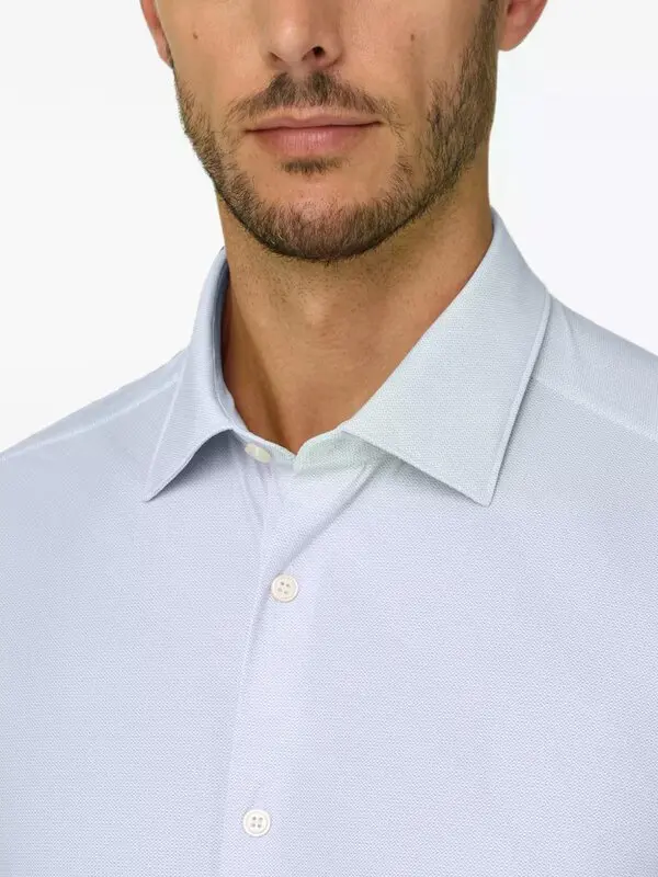 Boggi Milano Shirt Micro Patterned Nylon Stretch Slim Fit B Tech