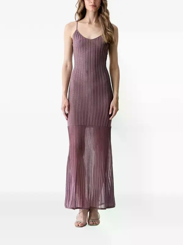 Guess Rhinestone-embellished Pleated Maxi Dress - Purple