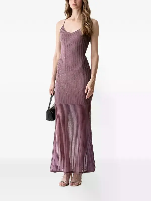 Guess Rhinestone Embellished V-neck Maxi Dress