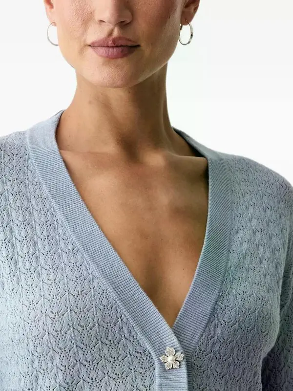 Guess Pointelle-knit Crystal-embellished Cardigan