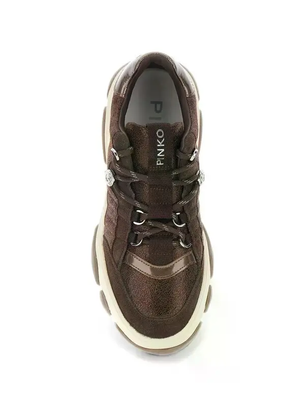 Pinko Crackle-effect Panelled Sneakers