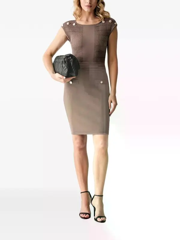 Guess Button-detail Ribbed-knit Mini Dress - Brown