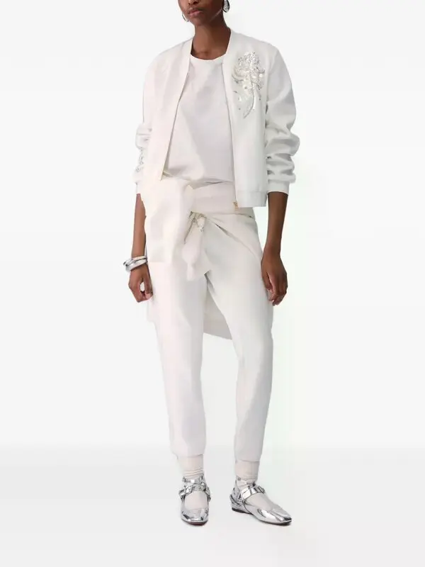 Liu Jo Sweatshirt With Zip And Bejewelled Embellishment - White