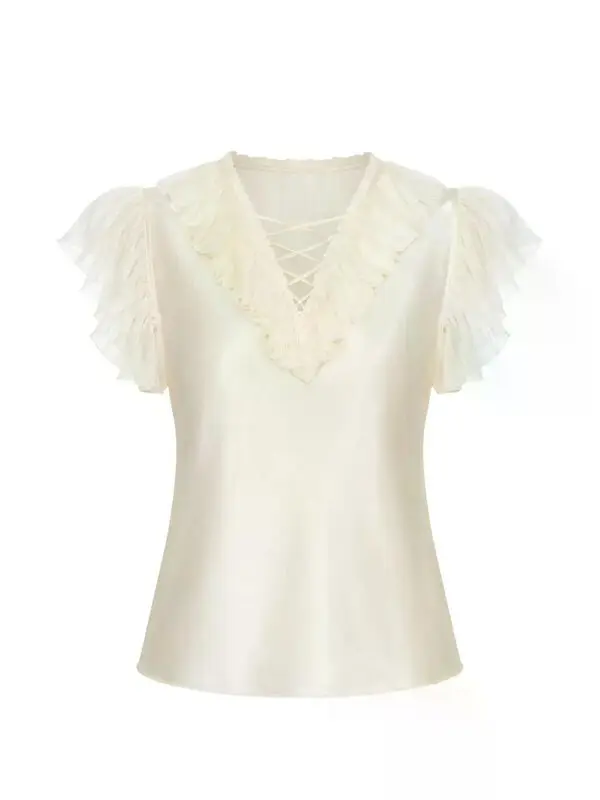Ulla Johnson Ilyana Ruffled Silk Blouse - Neutrals