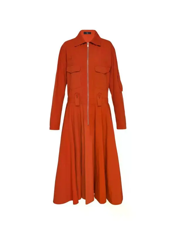 Y’s Zip-up Flared Midi Dress
