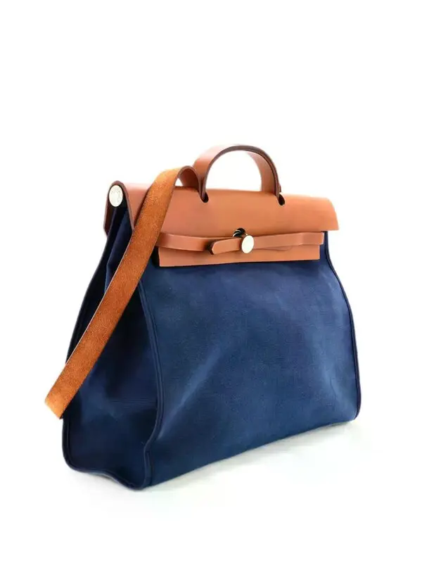 Hermès Herbag Zip Leather And Toile 39 Satchel - Blue