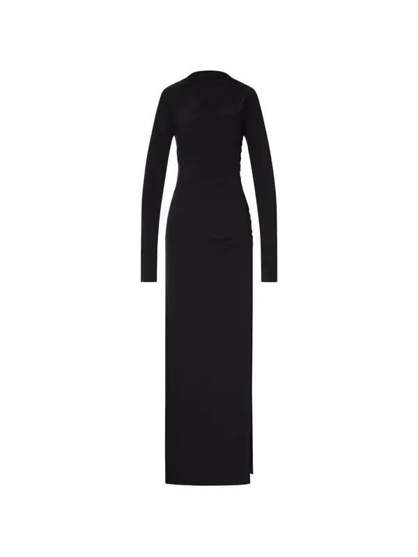 Andamane Astra Ruched Long-sleeve Dress - Black