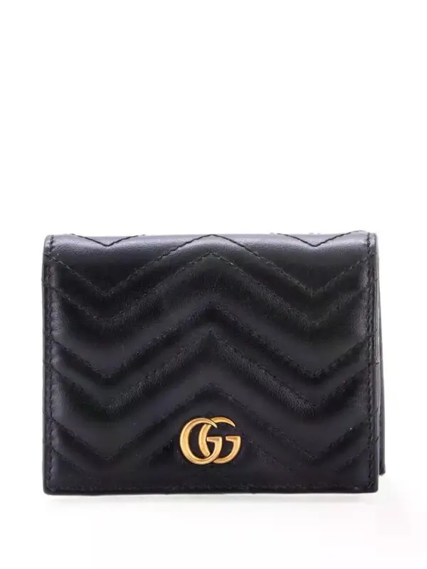 Gucci Gg Marmont Bifold Wallet Matelasse Leather Small Wallets - Black