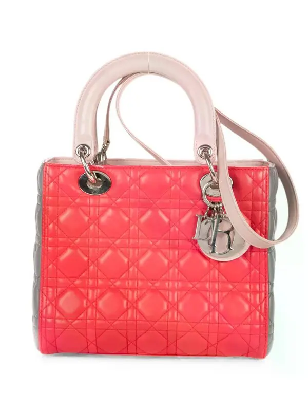 Dior Cannage Lady Tote Bag - Red