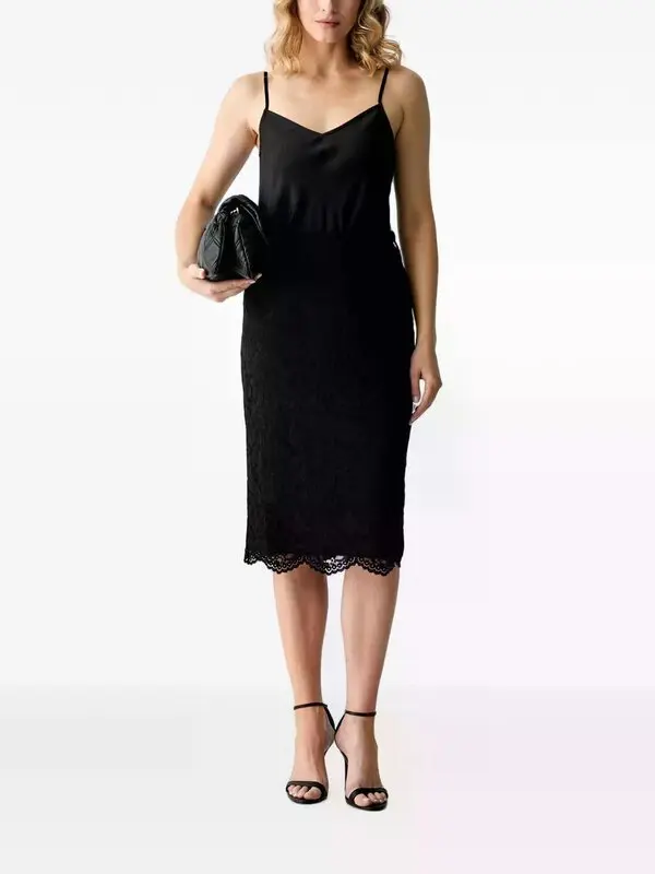 Guess Logo Plaque Lace Midi Skirt