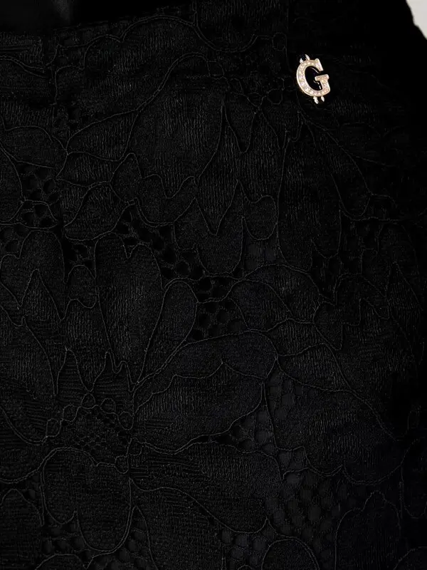 Guess Logo Plaque Lace Midi Skirt
