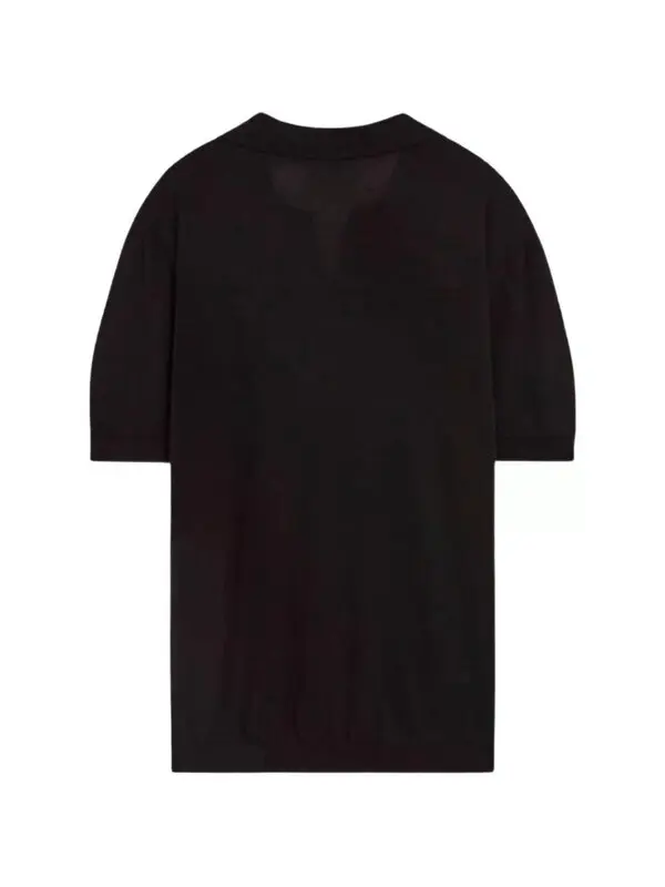 A PAPER KID Fine-knit Open-collar T-shirt
