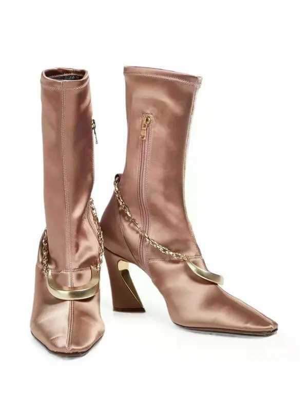 Zimmermann Chain-embellished High Block Heel Boots - Pink
