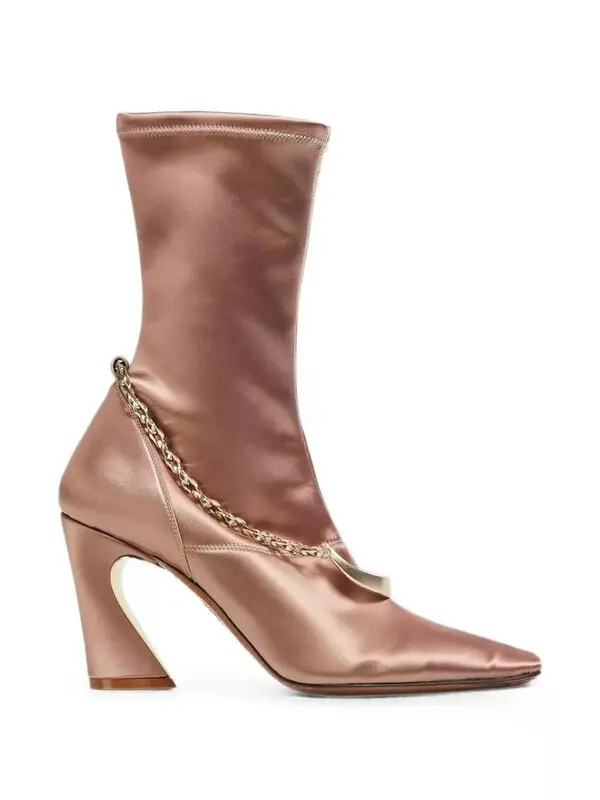 Zimmermann Chain-embellished High Block Heel Boots - Pink