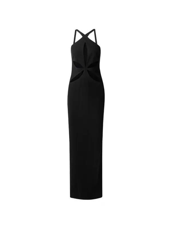 MONOT Cutout Crepe Maxi Dress - Black