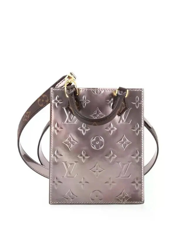 LOUIS VUITTON Petit Sac Plat Bag Monogram Vernis With Monogram Canvas Crossbody Bag