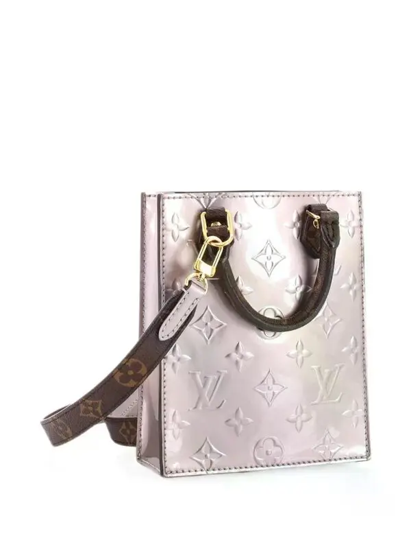 LOUIS VUITTON Petit Sac Plat Bag Monogram Vernis With Monogram Canvas Crossbody Bag