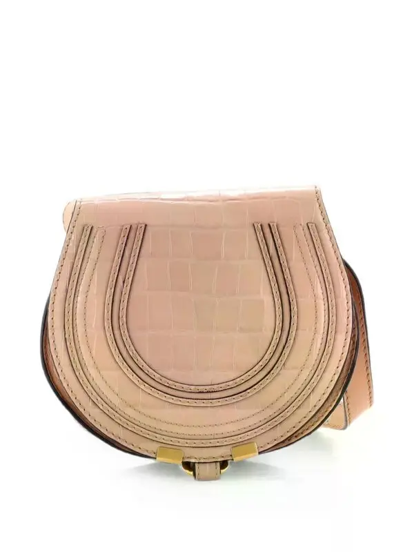Chloé Marcie Crocodile Embossed Leather Mini Crossbody Bag - Neutrals