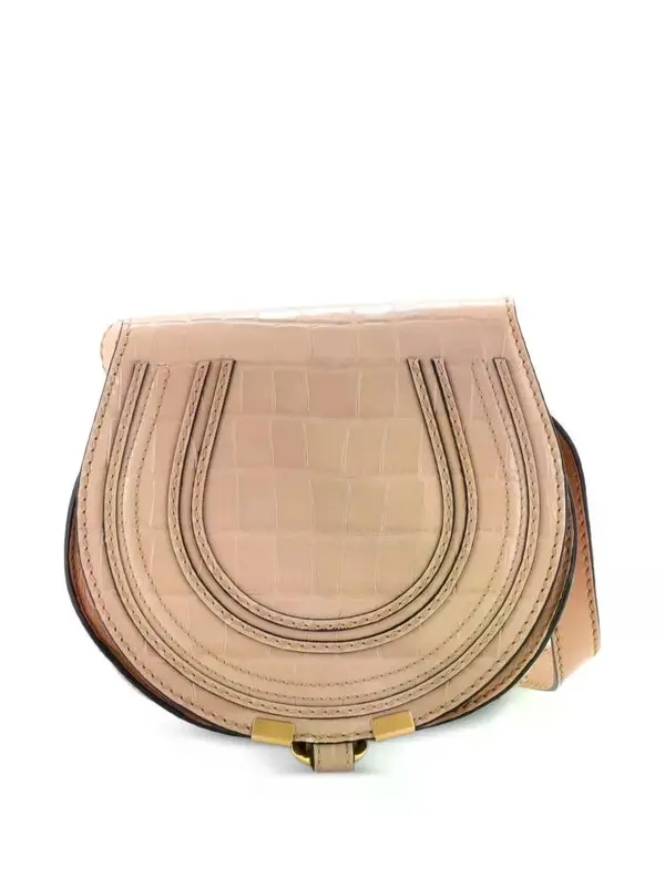 Chloé Marcie Crocodile Embossed Leather Mini Crossbody Bag - Neutrals