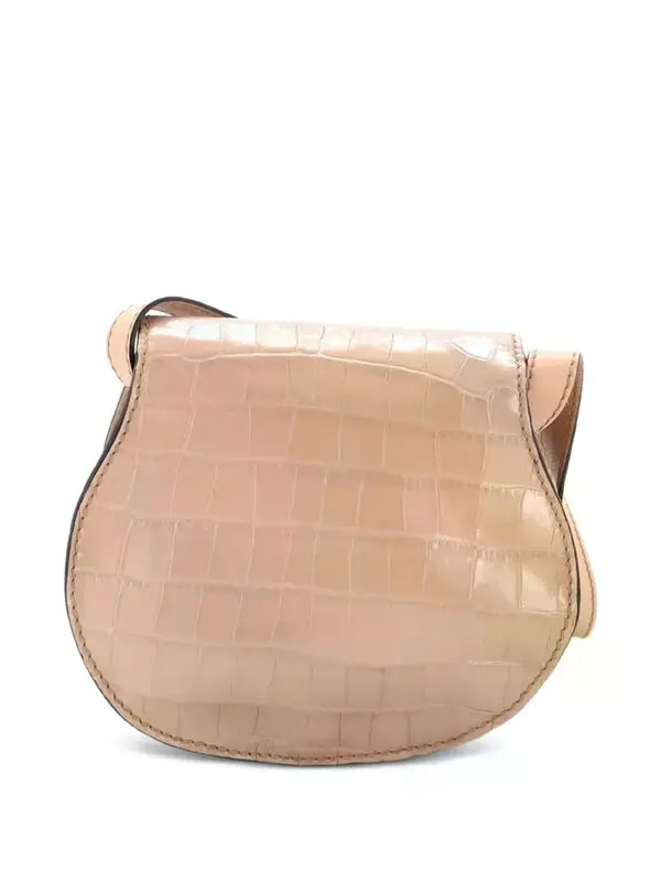 Chloé Marcie Crocodile Embossed Leather Mini Crossbody Bag - Neutrals