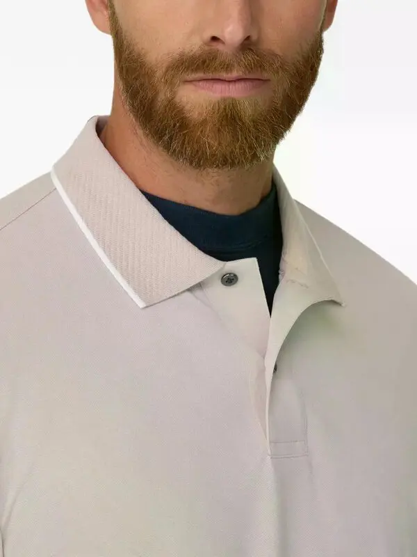 Boggi Milano Polo In Stretch Cotton Blend Piqué Cool Jade-fresh - Neutrals