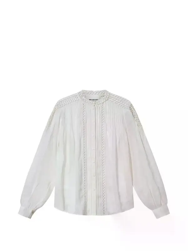 MARANT ETOILE Polda Embroidered Crochet Trimmed Relaxed Fit Blouse - White