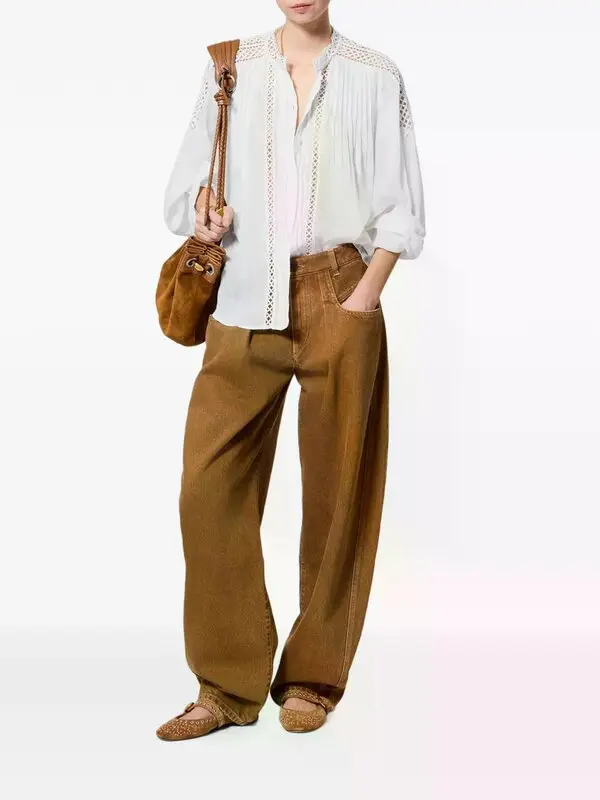 MARANT ETOILE Polda Embroidered Crochet Trimmed Relaxed Fit Blouse